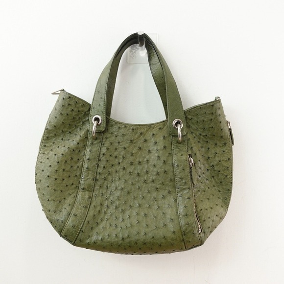 green | Bags | Vintage Jra Genuine Ostrich Leather Crescent Tote Bag L ...